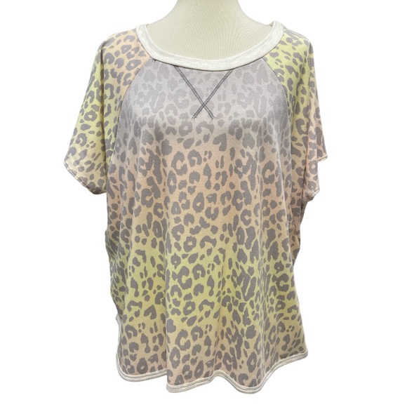 entro | Tops | Entro Womens Boxy Short Sleeve Colorful Leopard Print ...